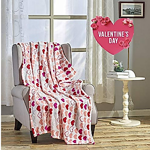 Décor&More Amor Eterno Be Mine Love Collection Valentine's Day Heart Ultra Plush Throw Blanket (50" x 60") - Be Mine