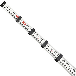 Firecore 16-Foot Aluminum Grade Rod - 8ths, 5 Sections Dual Sided Telescoping Leveling Rod with Bubble Level and Carrying Case - FLR500C