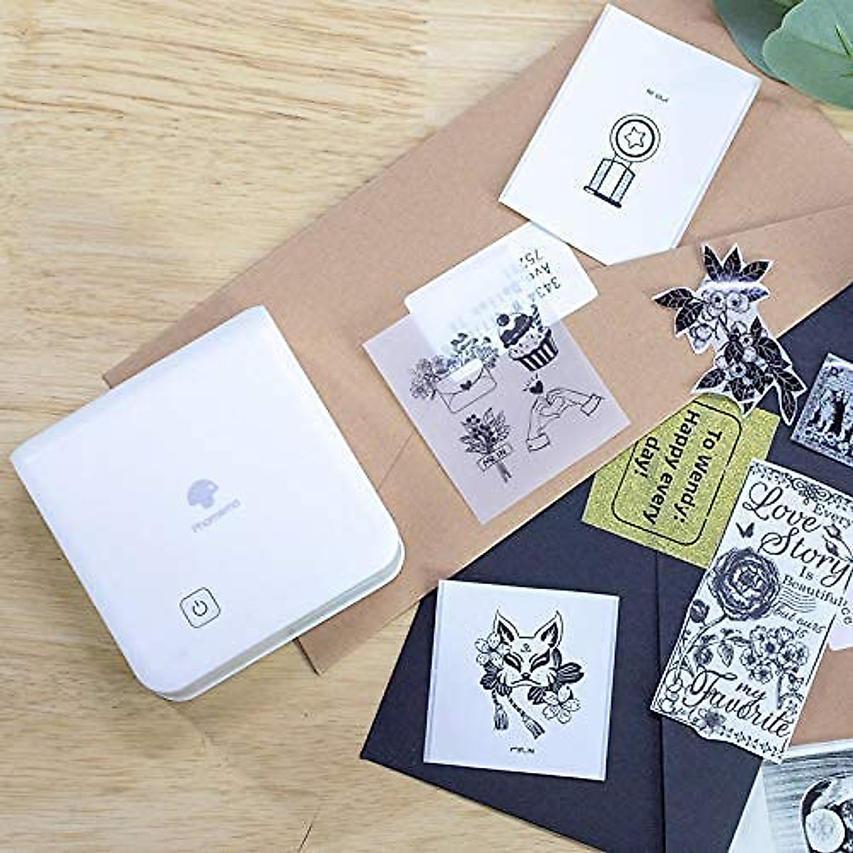 Phomemo M02 Pro Mini Printer- Bluetooth Thermal Photo Printer with 3 Rolls Colorful Sticker Paper, Compatible with iOS + Android for Plan Journal, Study Notes, Art Creation, Work, Gift