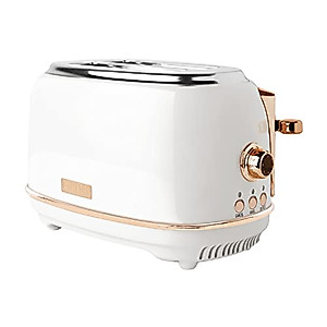 Haden 75091 Heritage 2 Slice Toaster, Wide Slot with Removable Crumb Tray and Settings, Ivory/Copper