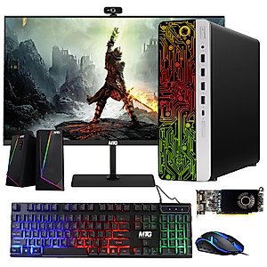 HP G3 Gaming Desktop PC, Intel Core i7 6th Gen, AMD RX 550 Graphics, 32GB RAM, 1TB SSD + 3TB HDD, MTG 27 Inch Monitor, RGB Keyboard Mouse, Speaker, Webcam, WiFi, Win 10 Pro (Renewed)