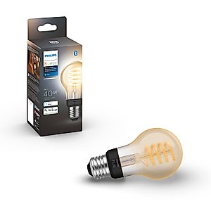 Philips Hue Smart 40W A19 Filament LED Bulb - White Ambiance Warm-to-Cool White Light - 1 Pack - 550LM - E26 - Indoor - Control with Hue App - Works with Alexa, Google Assistant and Apple Homekit
