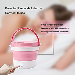 Portable Washing Machine,Mini Folding Washing Machine,Lightweight Compact Washing Machine for Baby Clothes Underwear Camping Travelling Apartment Dorms 7L 1.9KG (Pink)