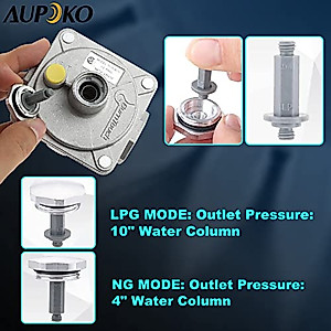 Aupoko 3/4" Natural Gas Pressure Regulator, Interchange Pressure Regulator with 3/4" FNPT Thread Fits Natural Gas and Liquefied Gas, NG 4" WC Out/LPG 10" WC Out