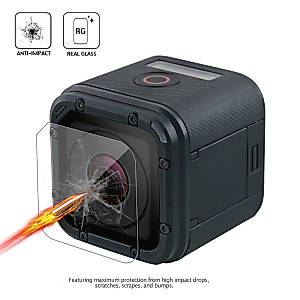 [6 Pack] Tempered Glass Screen Protector for Gopro Hero 4 Session Hero 5 Session (4-Pack) & Lens Cap Cover (2-Pack) by Akwox