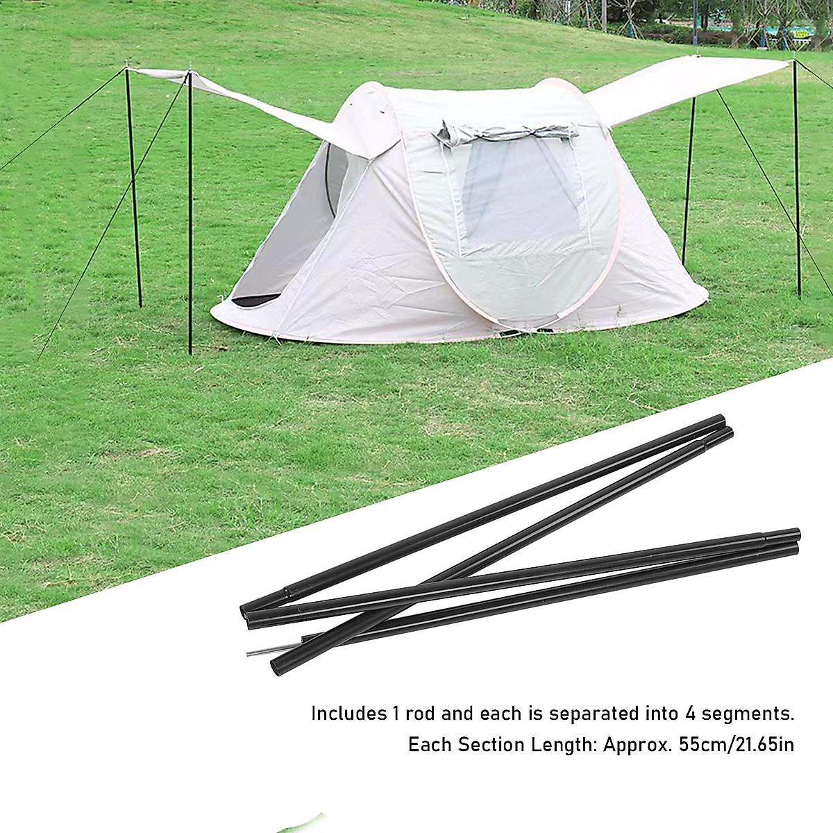 Adjustable Tarp Poles Set,Tent Poles, 2M Telescoping Aluminum Rods Portable Lightweight Replacement Tent Poles for Camping Awning Backpacking Hiking Hammock Rain Fly