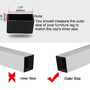 uxcell Rubber Furniture Table Chair Leg Rectangle Shape Foot Covers 40 x 20mm 40pcs Black