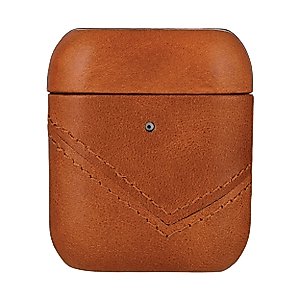 Bullstrap Premium Leather Case Compatible with Apple AirPods 1 & 2, Wireless Charging, Two-Piece Design (Sienna)
