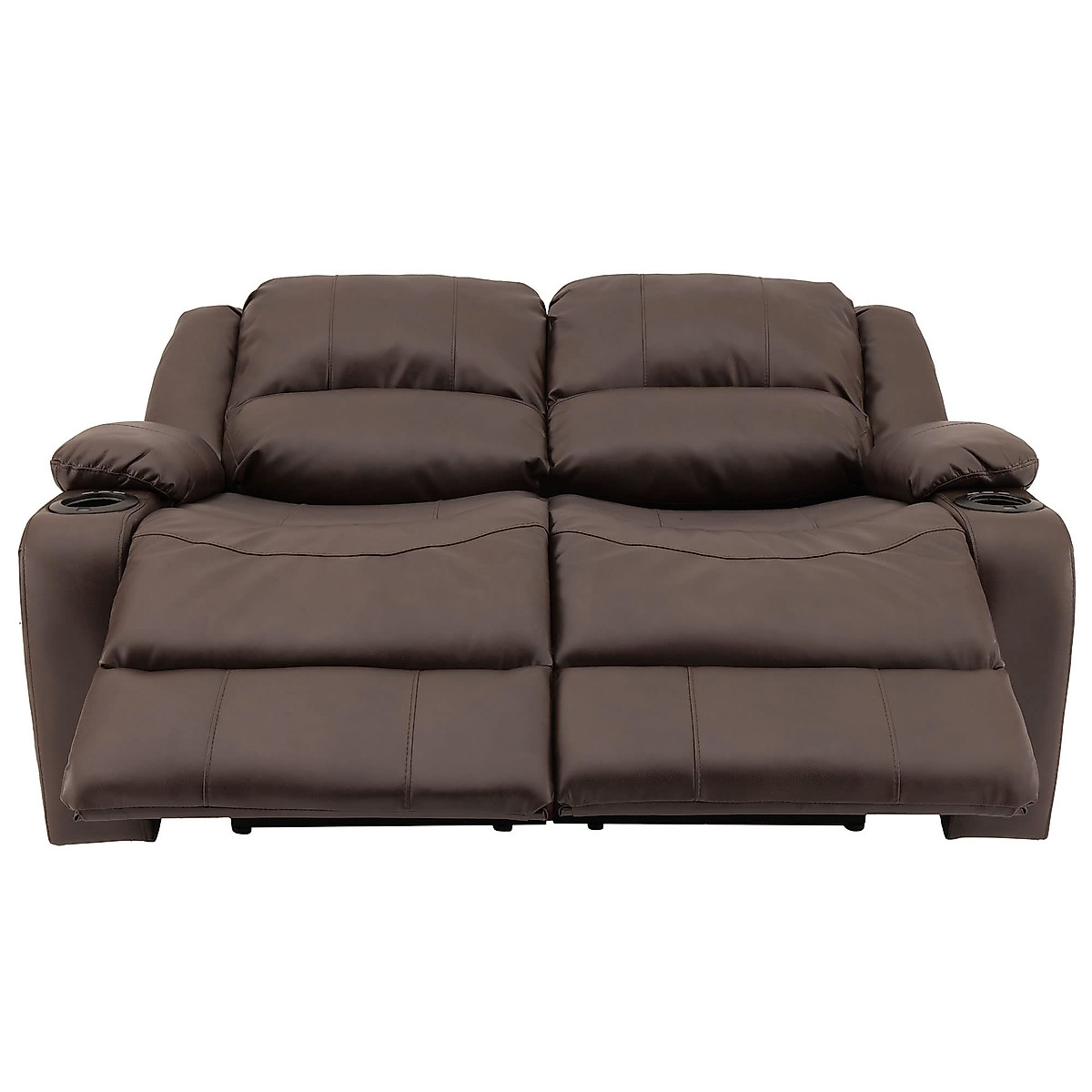 RecPro Charles 58" Powered Double RV Wall Hugger Recliner Sofa RV Loveseat with Upgraded 2023 Fabric (Chestnut)