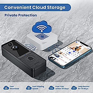 EKEN Wireless Doorbell Camera with Chime Smart Video Doorbell Camera with Motion Detector | Cloud Storage | HD Live Image | 2-Way Audio | Night Vision | 2.4G WiFi | 100% Wire-Free for iOS & Android
