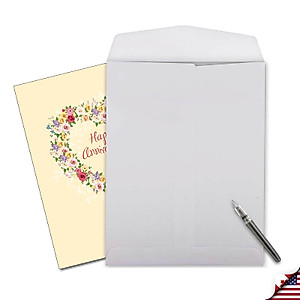 The Best Card Company - Jumbo Floral Heart Anniversary Greeting Card (8.5 x 11 Inch) - Love, Romantic Card for Wife, Husband - Heartfelt J6578AANG