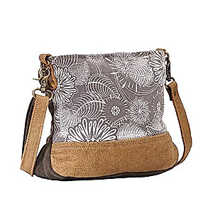 Myra Bag Saplings Upcycled Canvas & Leather Shoulder Bag S-1469