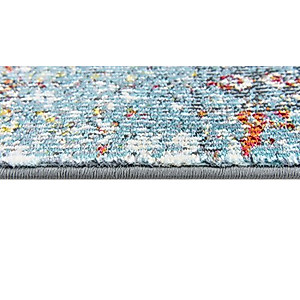 Unique Loom Baracoa Collection Bright Tones Vintage Traditional Runner Rug, 2' 7" x 10' 0", Teal/Ivory