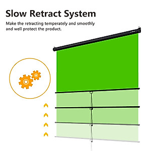 excelimage Pull-Down Green Screen Backdrop, 79”x75” Auto-Locking Chroma Key Panel with Wrinkle-Resistant Green Fabric for YouTube Videos, Music Videos, Photography, TIK Tok, or Gaming (Black)