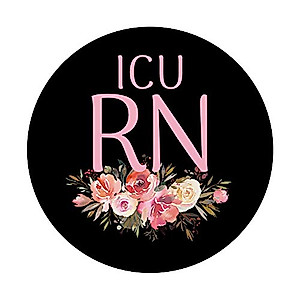 ICU Registered Nurse Pink Peach Flowers PopSockets PopGrip: Swappable Grip for Phones & Tablets