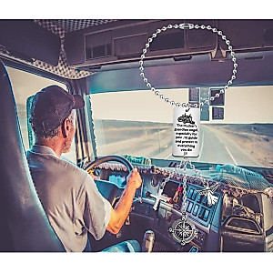 BEKECH Trucker Guardian Angel Car Charm Trucker’s Prayer Car Hanging Ornament Guardian Angel to Guide and Protect in Everything You Do Car Rear View Mirror Charm Truck Diver Gift(Silver)