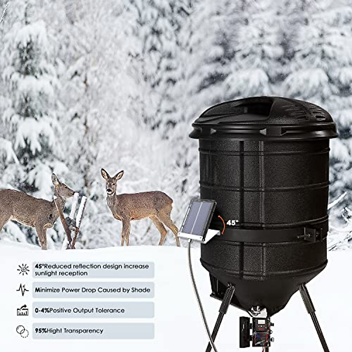 Solar Panel for Deer Feeder 12V Waterproof Outdoor Small Solar Battery Charger with an Adjustable Bracket Alligator Clip 12 Volt Deer Feeder Solar Panel