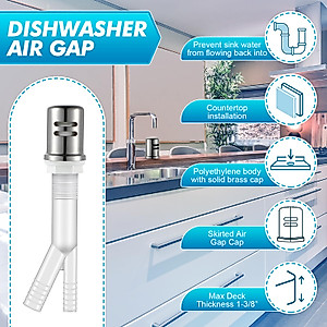Enhon Dishwasher Air Gap Kit, with Skirted Brass Air Gap Cover and Matching Escutcheon, Dishwasher Air Gap Replacement with Air Gap Cover(Stainless Steel, 1 Set)