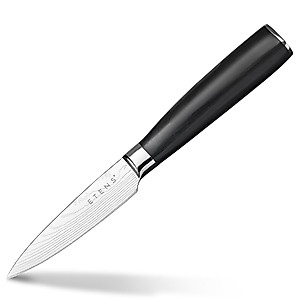 Etens 3.5 Inch Bar Paring Knife with Large Black Handle, Small Kitchen Knife for Fruit Vegetables, Professional Sharp Pairing Knives/High Carbon Stainless Steel