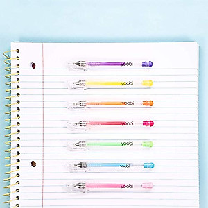 Yoobi Mini Gel Pens & Carrying Case | Neon, Metallic, Glitter Shades | Multicolor Ink | 1.0mm Medium Tip | School, Home, Office Use, 24 Count (Pack of 1)