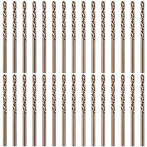 30 Pieces Cobalt Drill Bit Set M35 High Speed Steel Twist Drill Bit Set for Hardened Metal Stainless Steel Cast Iron Woodwork Plastic (1/8 Inch)