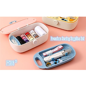 FKOG Sewing Project Kit, 135 Pcs Premium Family Sewing Supplies Repair Kit Sewing Thread Accessories Traveler Sewing Kit DIY Sewing Supplies Organizer (Pink)
