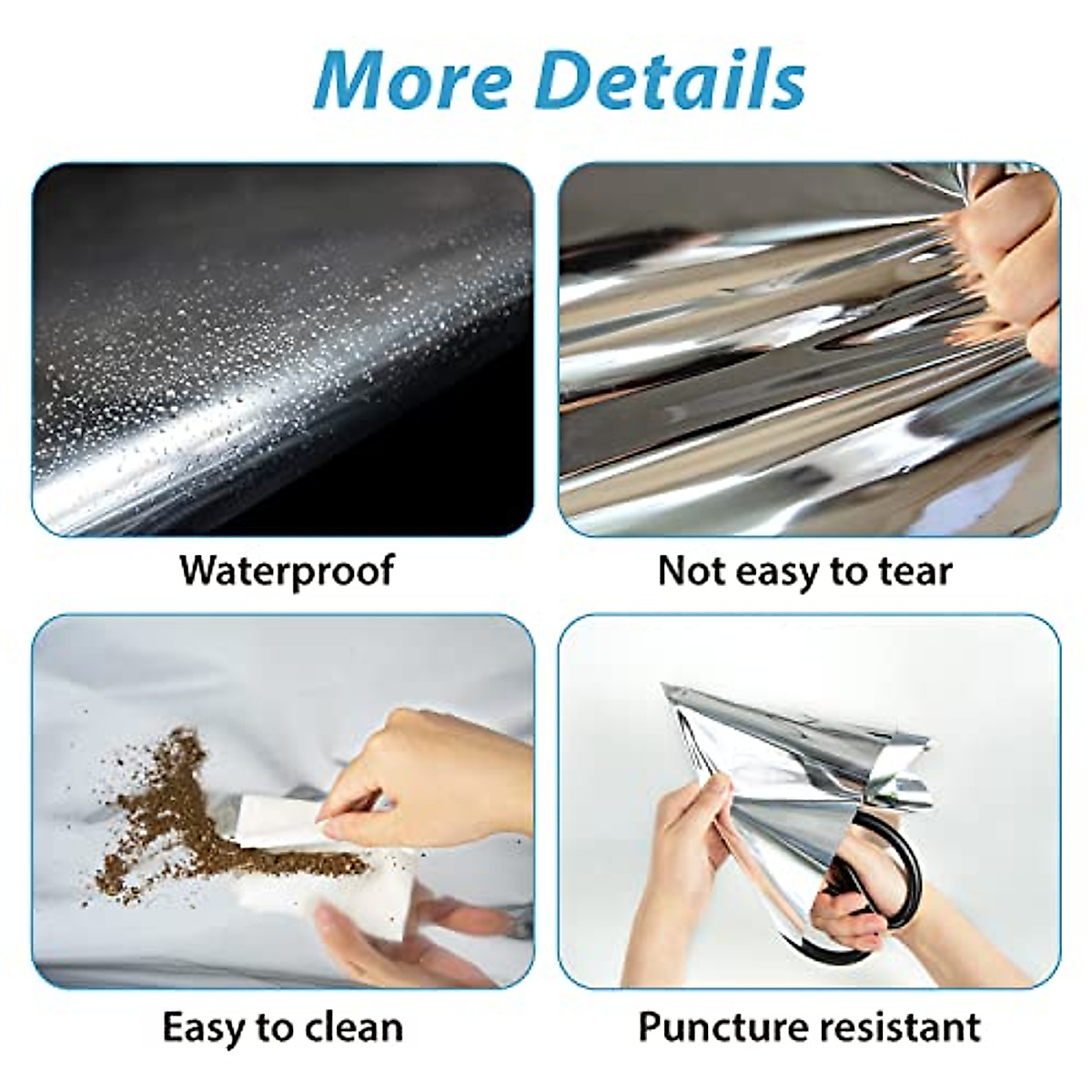 Deefre Highly Reflective Mylar Film Roll 4FT x 25FT 2Mil Covering Foil for Grow Room Garden Greenhouse Plant Growth, First Aid, Camping, Outdoor Survival Aluminum Paint Coated Sliver