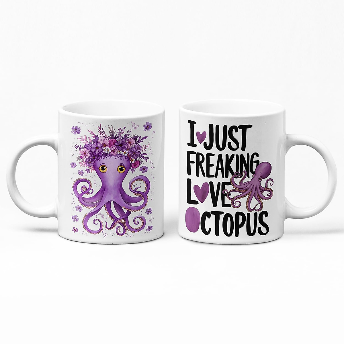 Eali88fa I just Freaking Love Octopus Gift for Octopus Sea Lover,11 oz White (325 ml) Ceramic Coffee Mug
