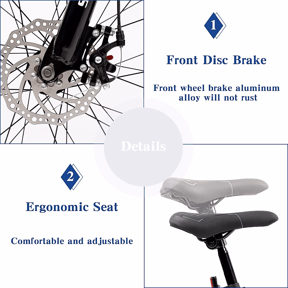 Max4out 26 inch Fat Tire Mountain Bike, 21 Speed with Dual Front Suspension, Double Disc Brake and High Carbon Steel Frame Anti-Slip Bicycle, Mens and Womens, Black