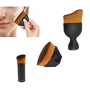 Foundation Makeup Brush, 3Pcs Flat Head Makeup Brush, Concealer Brush, Contour Sideburn Adjustment Pen