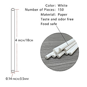 150 Count 4 INCH White Paper Lollipop Sticks,Cake Pop Sticks,Sucker Sticks for Cookies,Rainbow Candy,Chocolate,Cake Topper