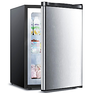 Electactic 3.0 Cu.ft Upright Freezer, Small Mini Freezer with Adjustable Thermostat, Removable Shelves, Reversible Single Door, for Bedroom/Home/Dorms/Apartment (Stainless Steel)