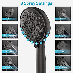 EMBATHER Shower Faucets Sets Complete with 3 Setting High Pressure Shower Head, Bathroom Wall Mounted Rainfall Shower Fixtures with 8-Mode Handheld Spray, Oil Rubbed Bronze