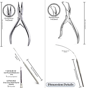 My Hair Tools Professional Hair Extension Tools Kit, Hair Extensions Remover Pliers, Micro Links Beads Hair Pulling Hook & Microbead Ring Loop Tool Stainless Steel Hair Supplies Packed in Soft Case
