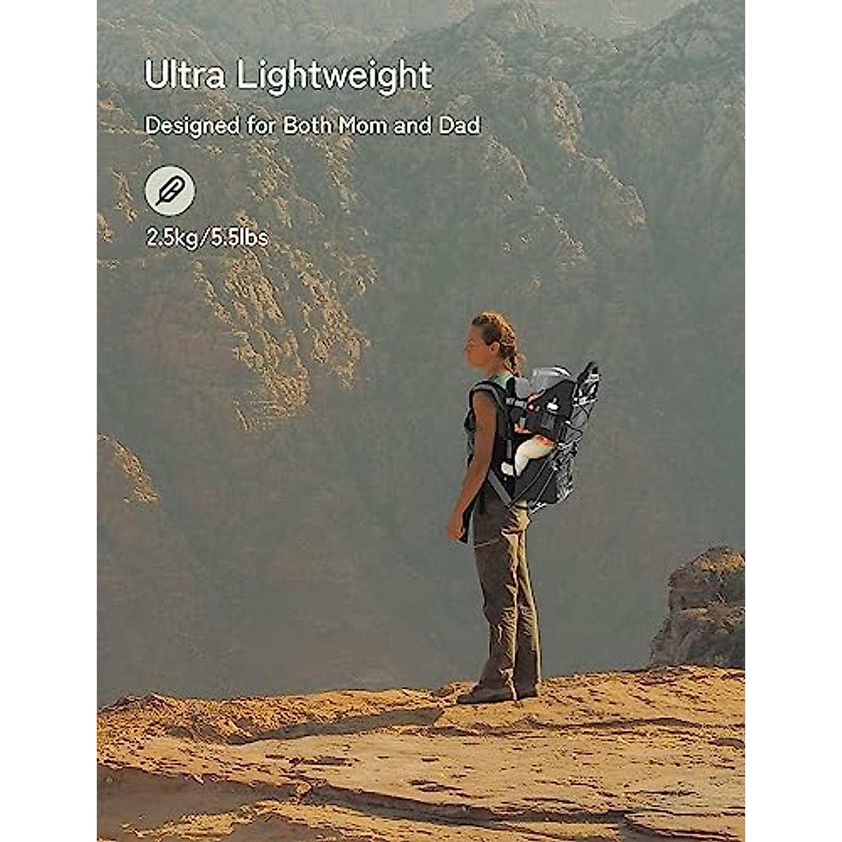 besrey Baby Backpack Carrier, Toddler Hiking Backpack with Safety 3-Height Seat, Adjustable Straps&Waist Belt, Foldable Frame Lightweight Large Capacity Child Carrier for Hiking Black