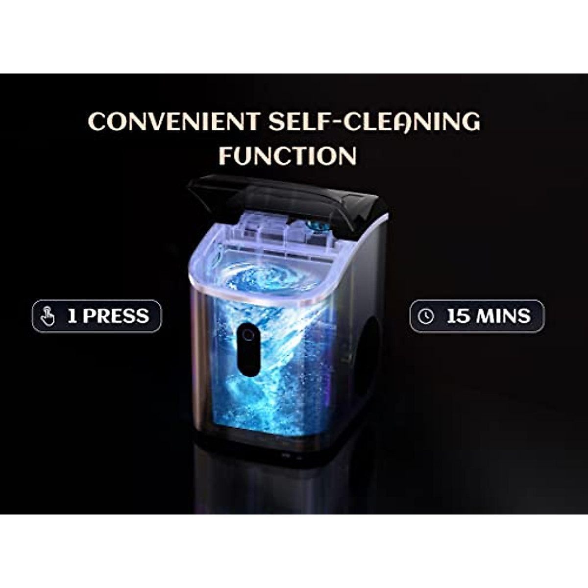 ecozy Nugget Ice Maker Countertop - Chewable Pellet Ice Cubes, 33 lbs Daily Output, Stainless Steel Housing, Self-Cleaning Ice Machine with Ice Bags for Parties, Kitchen, Bar, Office, Silver