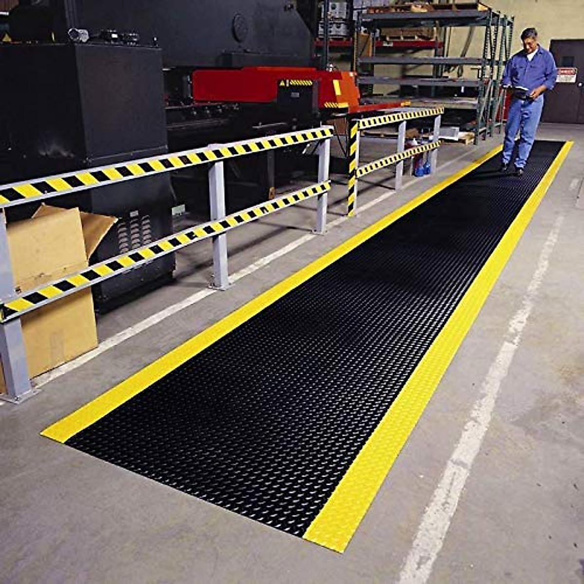 American Floor Mats - Diamond Plate Runner Mats - Durable, Abrasion Resistant Vinyl Mats, Rolls Grey 3/16" Thick x 2' x 10'