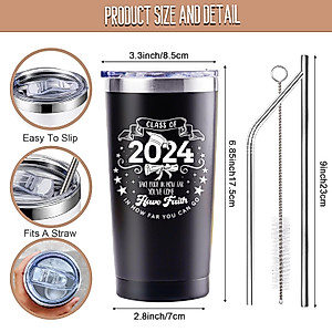 Fanuk Graduation Gifts for Him,Congratulations Gift Class of 2024 for Men Women High School Colleage Students 20 OZ Graduation Tumbler (Black)