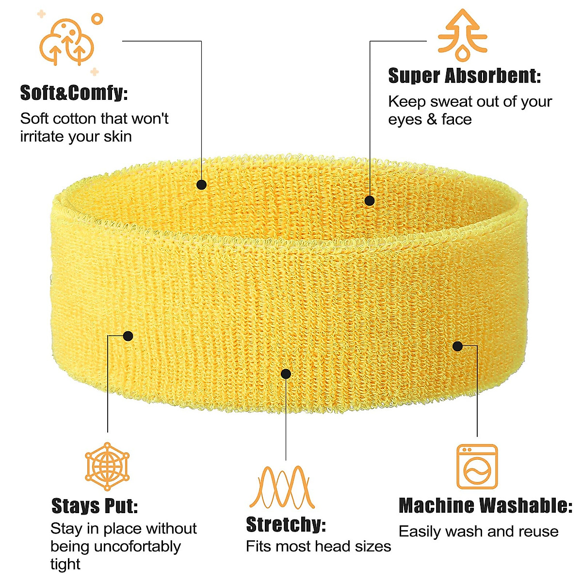 42 Pieces Sweatbands Set Including 14 Pieces Sports Headbands and 28 Pieces Wristbands Cotton Sweat Band for Tennis Basketball Outdoor Athletic Men Women (Multi Colors)