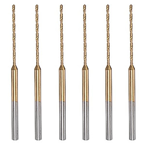 uxcell 6Pcs Mini Twist Drill Bit, 1mm Micro Engraving Drill Bits, High-Speed Steel 2.35mm Shank Titanium Coated for DIY Resin, Amber and Wood