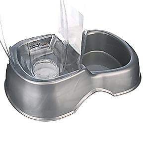 Petmate Pet Café Indoor & Outdoor Automatic Water Station Dispenser Bowl for Dogs, Cats, Rabbits, & Small Animals, Pearl Silver, 0.75 Gallon (Small)