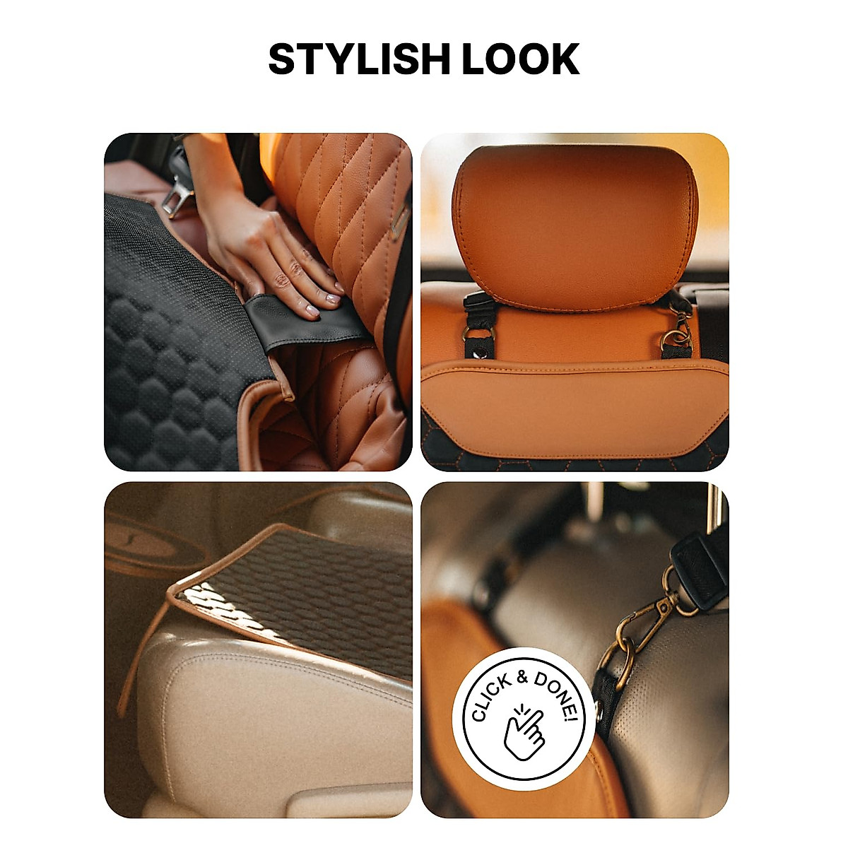 Owleys Premium Leather Car Seat Protector for Child Car Seat Cover from Dirt Scratches - Infant Car Seat Protector for Back Seat/Front Booster Seat Protector Under Baby Car Seat Waterproof 1pc Hexy