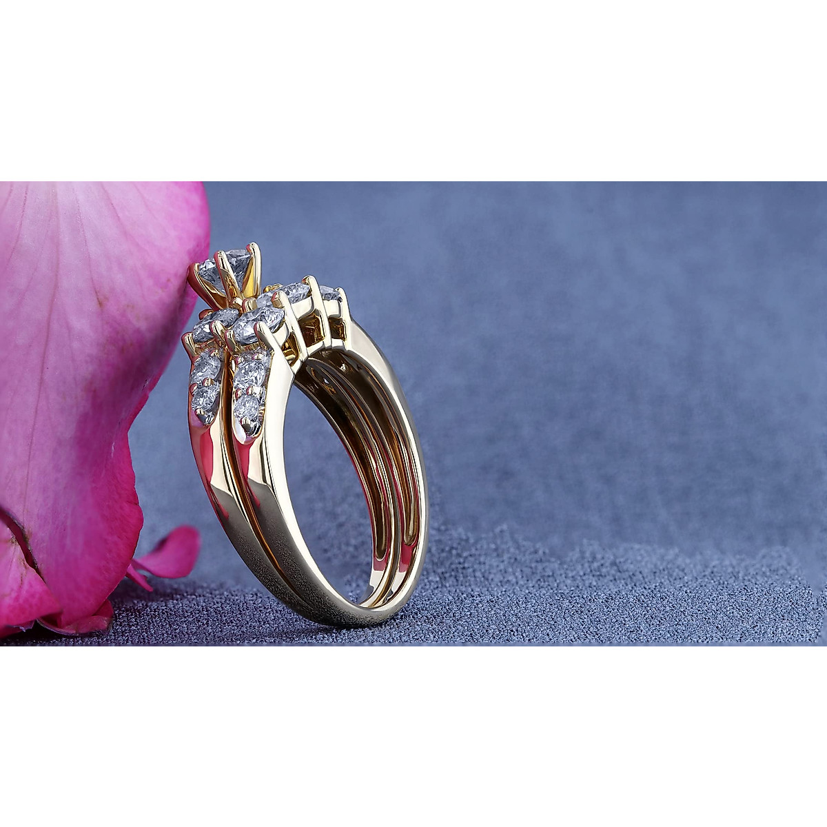 Dazzlingrock Collection 1.80 Carat (Cttw) 14K Round Diamond Women 3 Stone Engagement Ring Set, Yellow Gold, Size 7