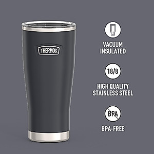 THERMOS ICON SERIES Stainless Steel Cold Tumbler with Slide Lock, 24 Ounce, Granite