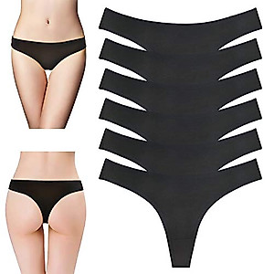 Women's Cotton Thongs Panties Breathable Underwear Black