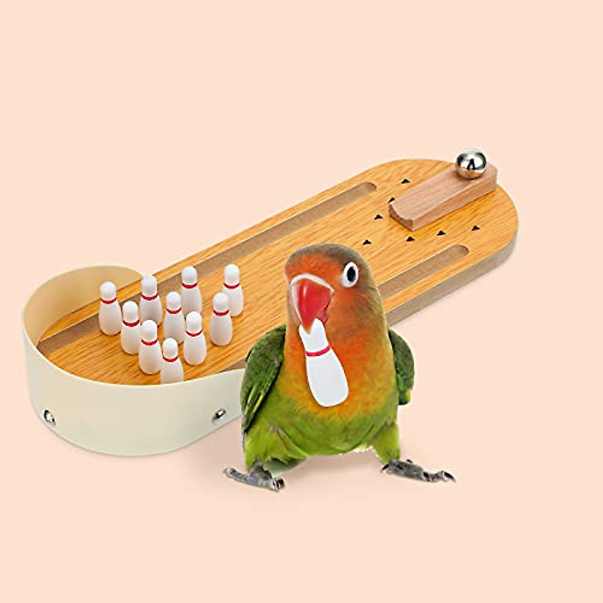 10 Pieces Bird Training Toys Parrot Training Toys Include Bowling Toy Basketball Toy Rings Shopping Cart Skateboard Bell Ball Parrot Intelligence Toys for Parakeet Cockatiel Macaw Parrot, Random Color