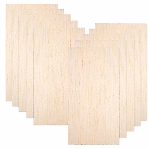 10 Pack Balsa Wood Sheets, Natural Unfinished Wood for House Aircraft Ship Boat DIY Wooden Plate Model, School Projects, Craft Project 100x200x1.5mm