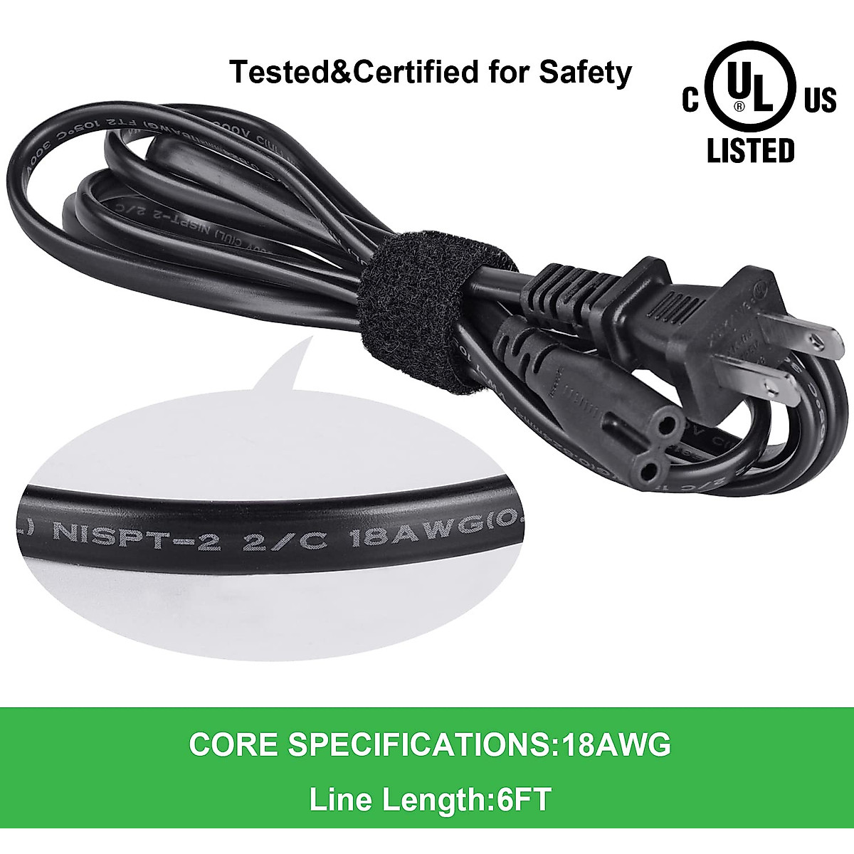 6ft 2 Prong AC Power Cord Compatible with Sony PS4 PS5 PS3 Slim, Playstation 4, Xbox One S, Xbox One X, Xbox Series X, Xbox Series S Replacement Lost Game Console Power Supply Cable