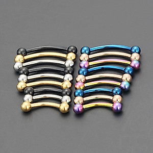 SCERRING 18PCS 16G Stainless Steel Eyebrow Tragus Helix Rook Daith Earrings Belly Lip Ring Barbell with Balls Body Piercing Jewelry 8mm 10mm 12mm Mix Color