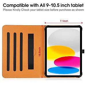 FANRTE Universal Case for 9-10.9" Tablet, with Flexible Hand Strap & Pocket, Adjustable Fixing Silicon Band and Pen Holder, Black